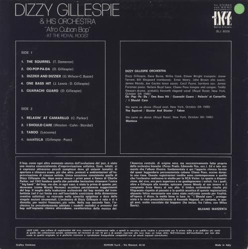 Dizzy Gillespie "Afro Cuban Bop" At The Royal Roost Italian vinyl LP album (LP record) (734009)